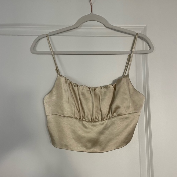 Zara | Tops | Zara Gold Satin Crop Top | Poshmark